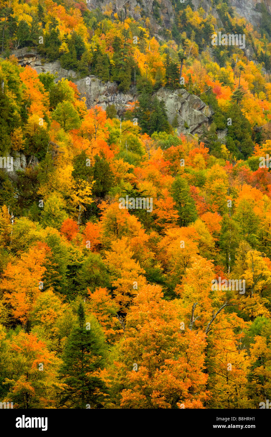 The Adirondack Mountains ablaze in fall foliage color in New York State ...