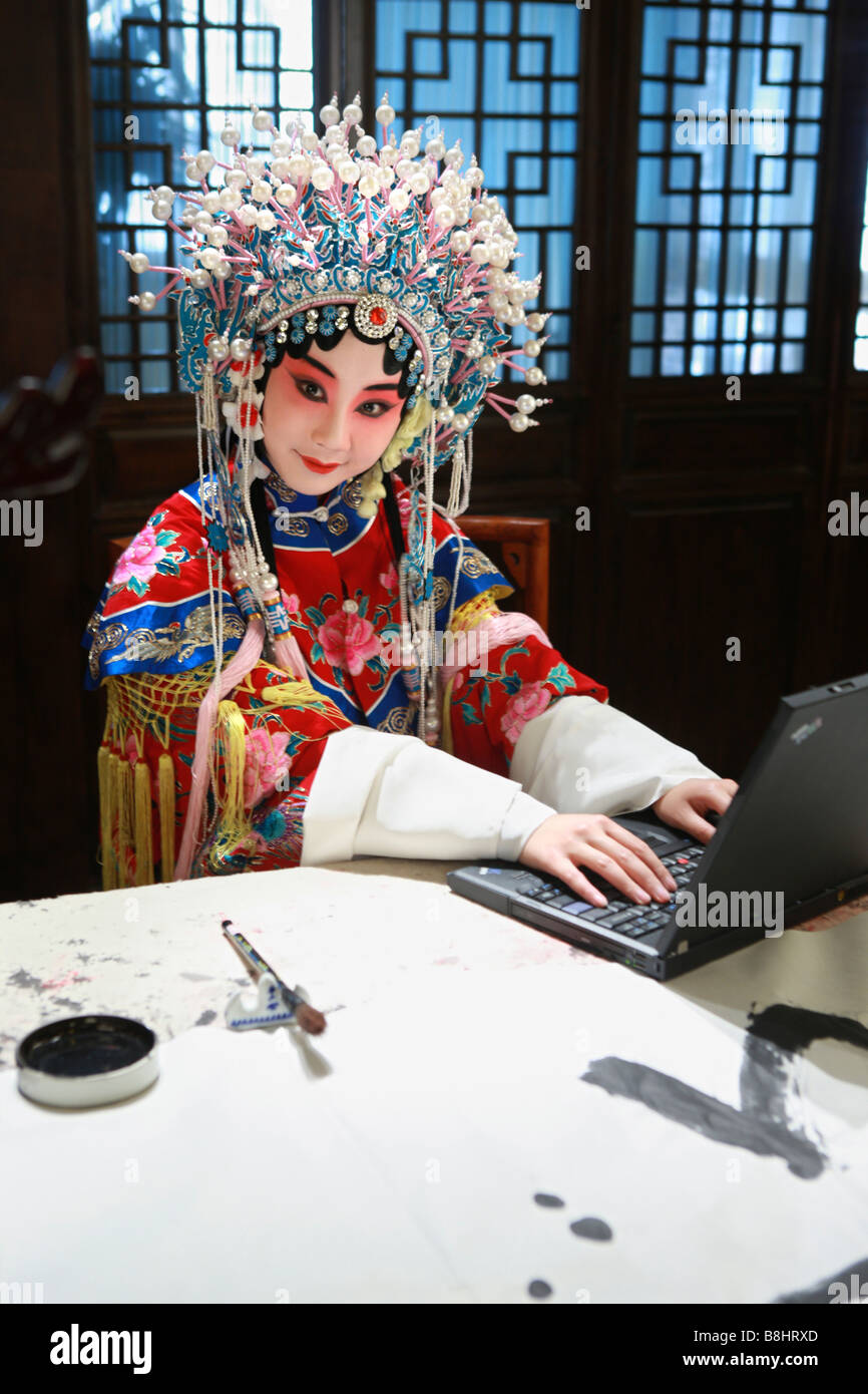 Beijing Opera Actress Using Notebook Pc,China Stock Photo - Alamy