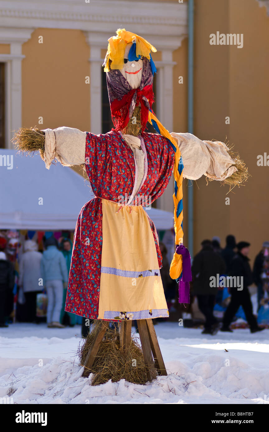 Brightly dressed straw effigy of Lady Maslenitsa (Moscow, Russia Stock ...