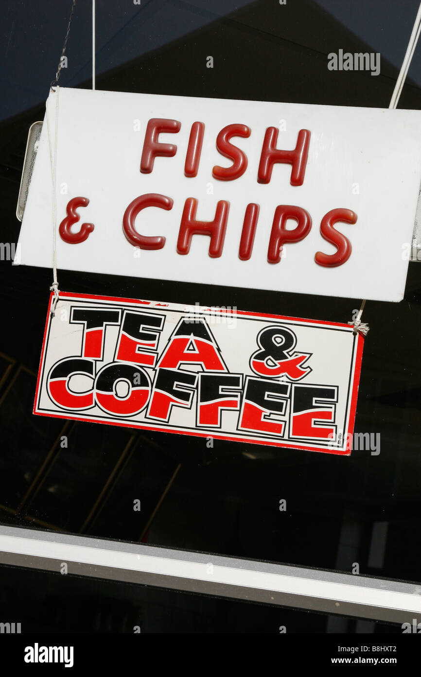 British Fish and Chip Shop sign Stock Photo - Alamy