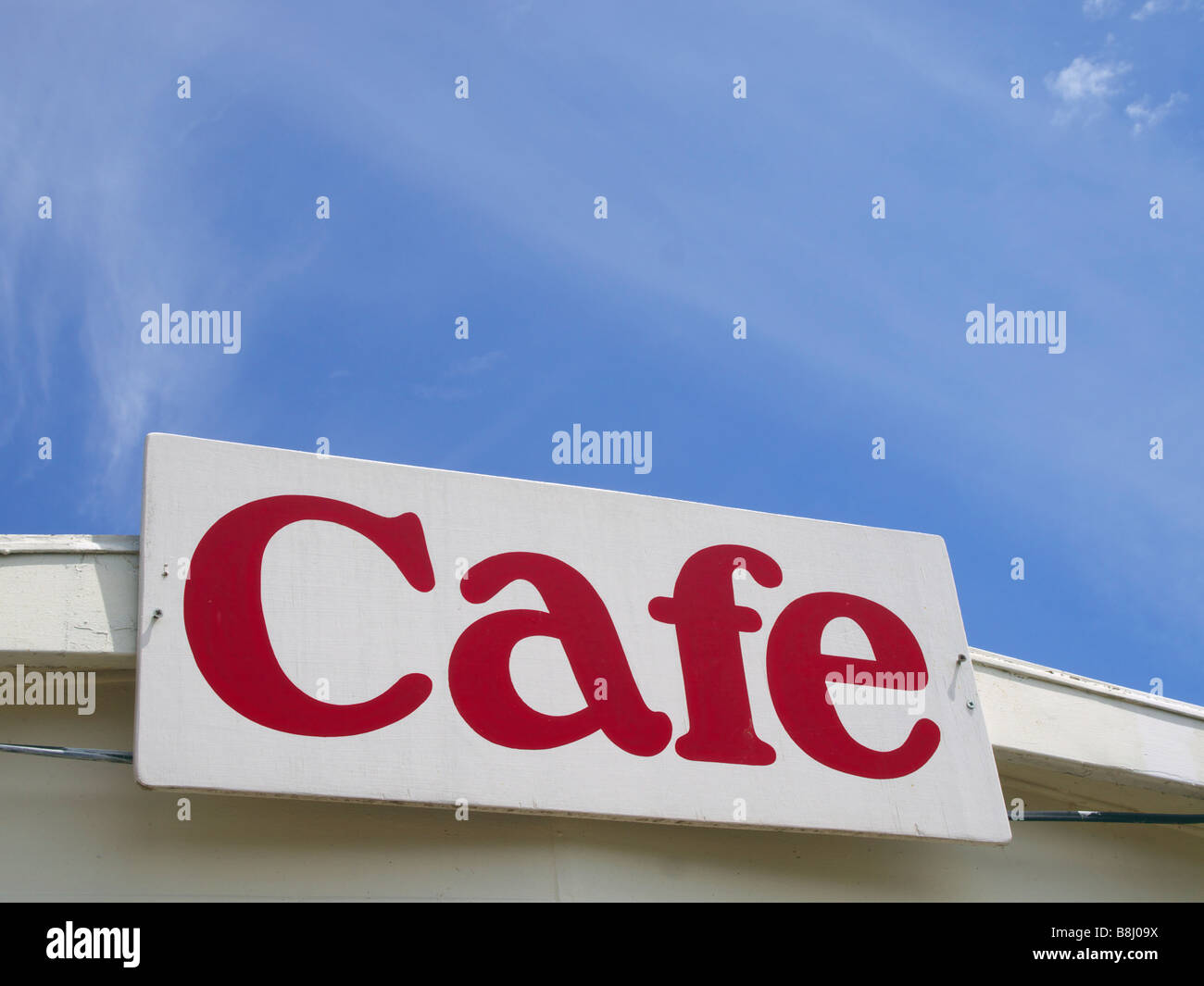 Cafe sign against summer sky Stock Photo - Alamy