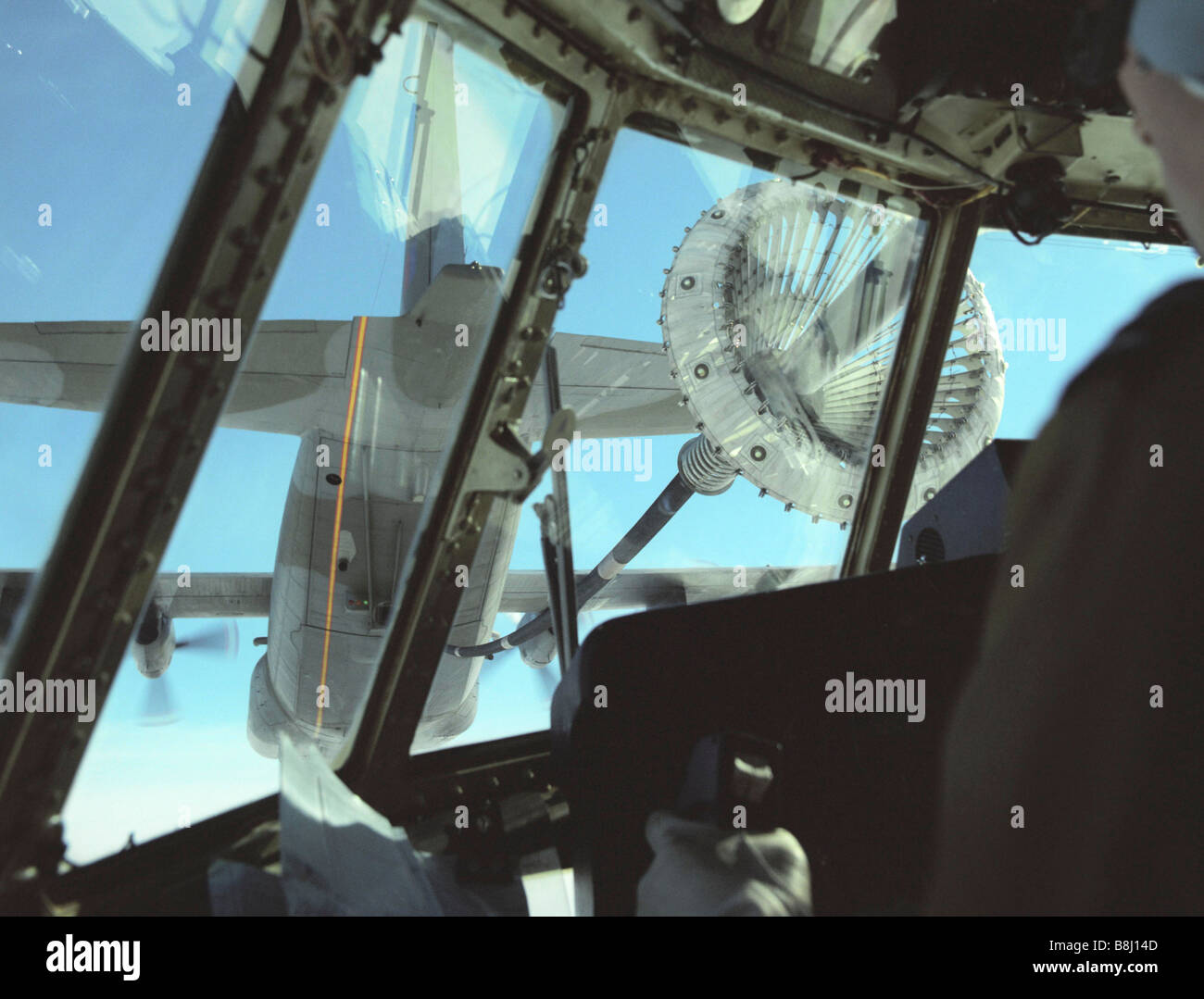 RAF Hercules C-130 refueling another Hercules aircraft over the ...