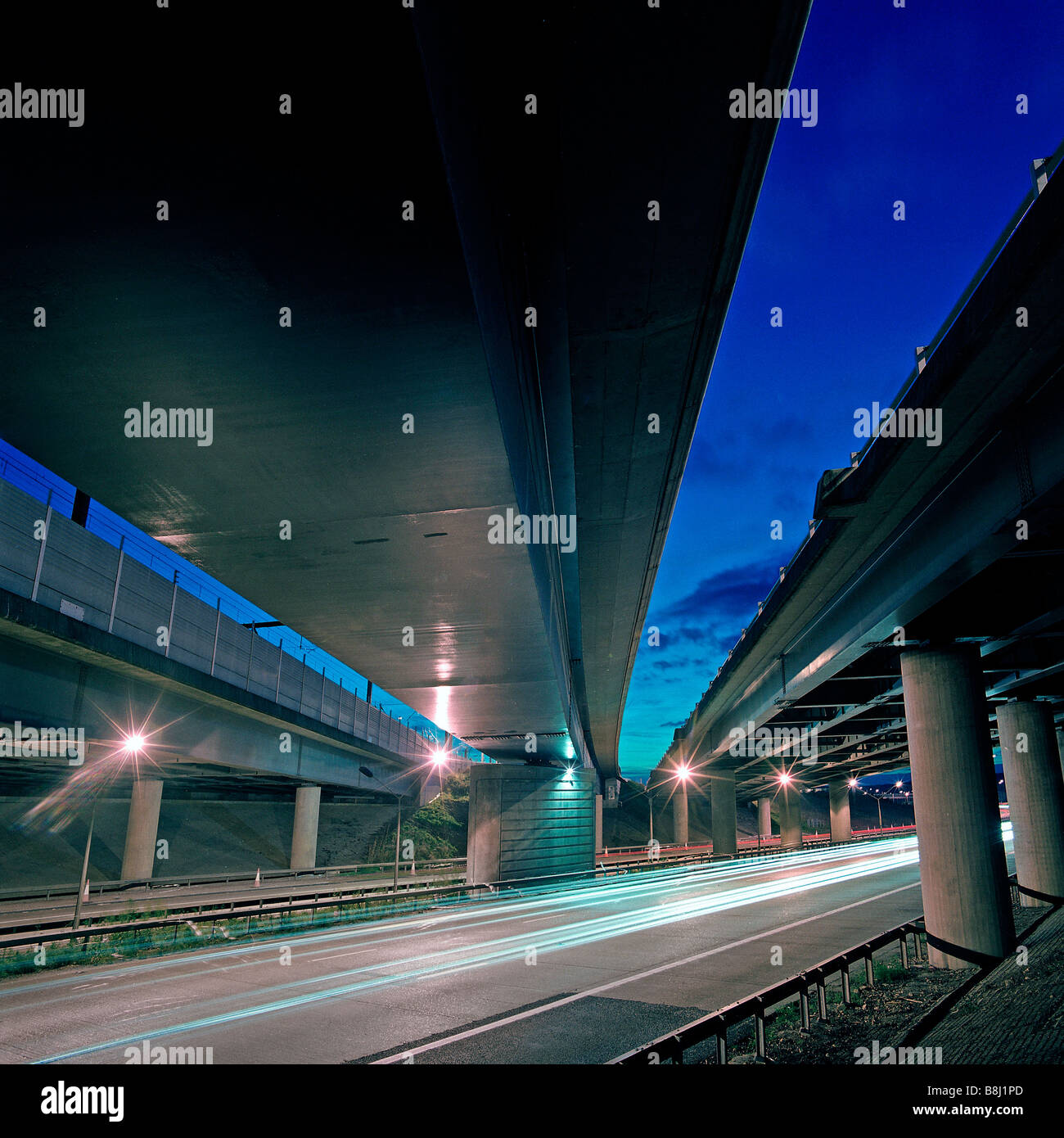 Three massive steel M20 bridges adjacent to the Eurotunnel UK Terminal ...