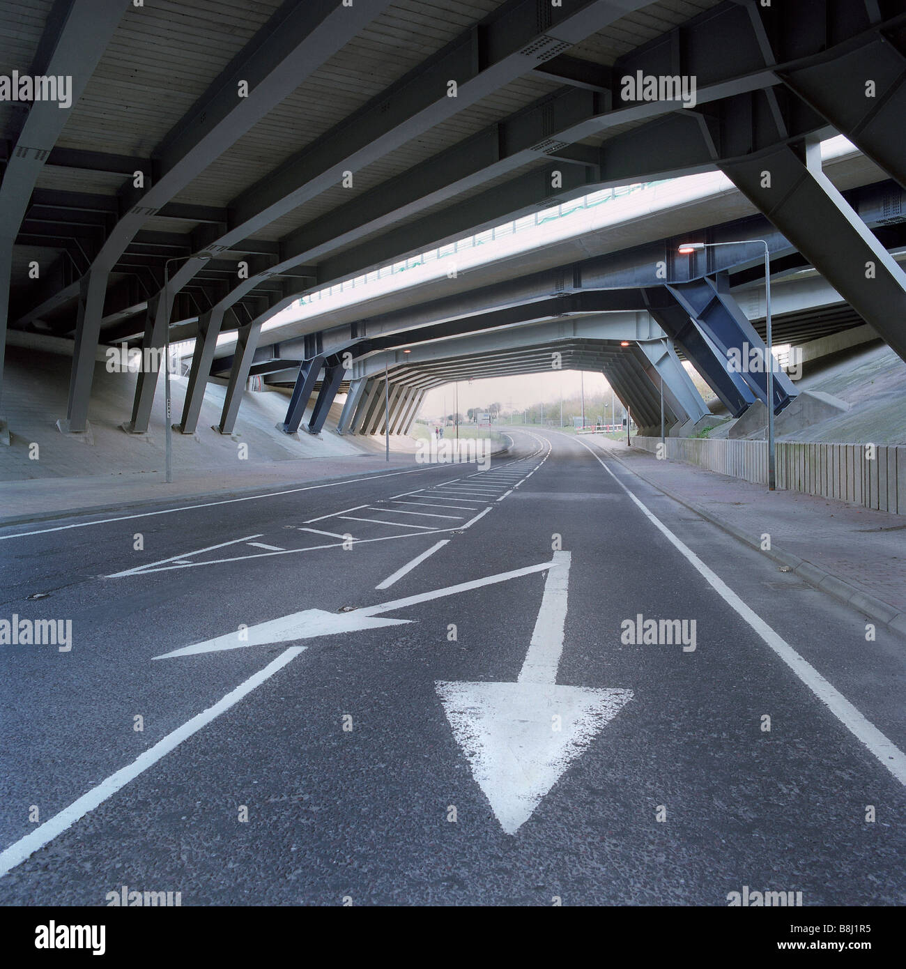 Three massive steel A20 bridges adjacent to the Eurotunnel UK Terminal ...