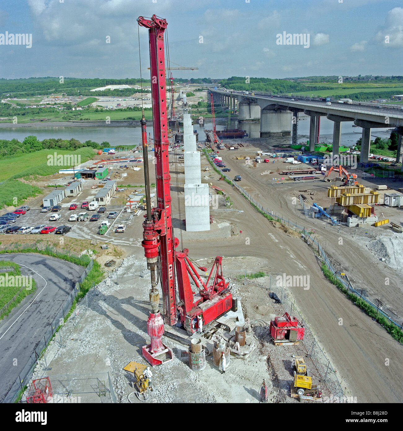 Piling foundations for Medway Viaduct. It is Europe’s longest high ...