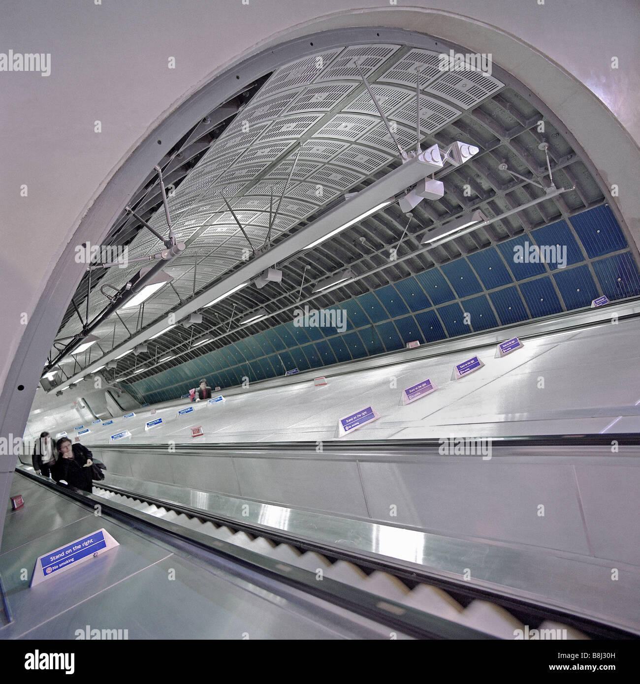 London Bridge passengers using escalator on the Jubilee Line Extension ...