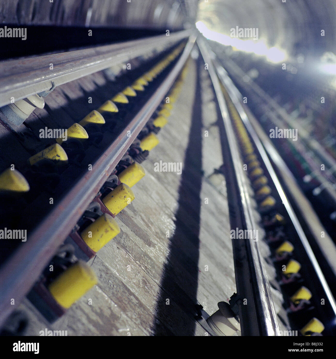Newly laid trackwork on the Jubilee Line Extension, a part of London ...