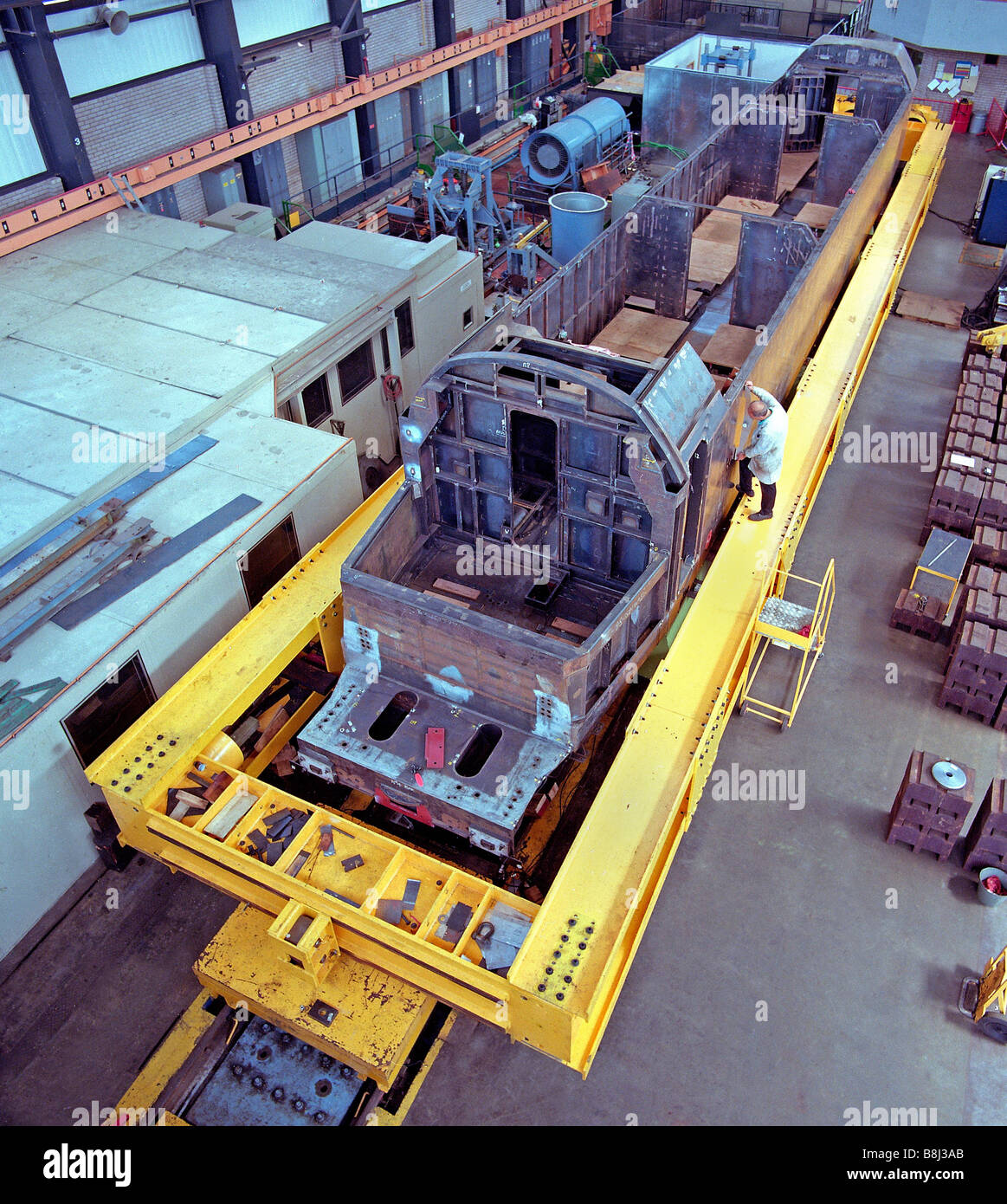 Shell of Eurotunnel Shuttle locomotive undergoing stress testing in a ...