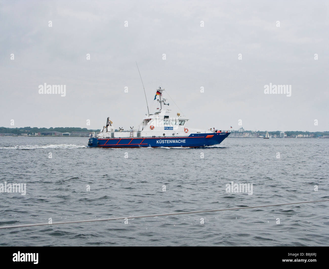 German coastal guard in bay of Kiel, Germany For editorial use only ...