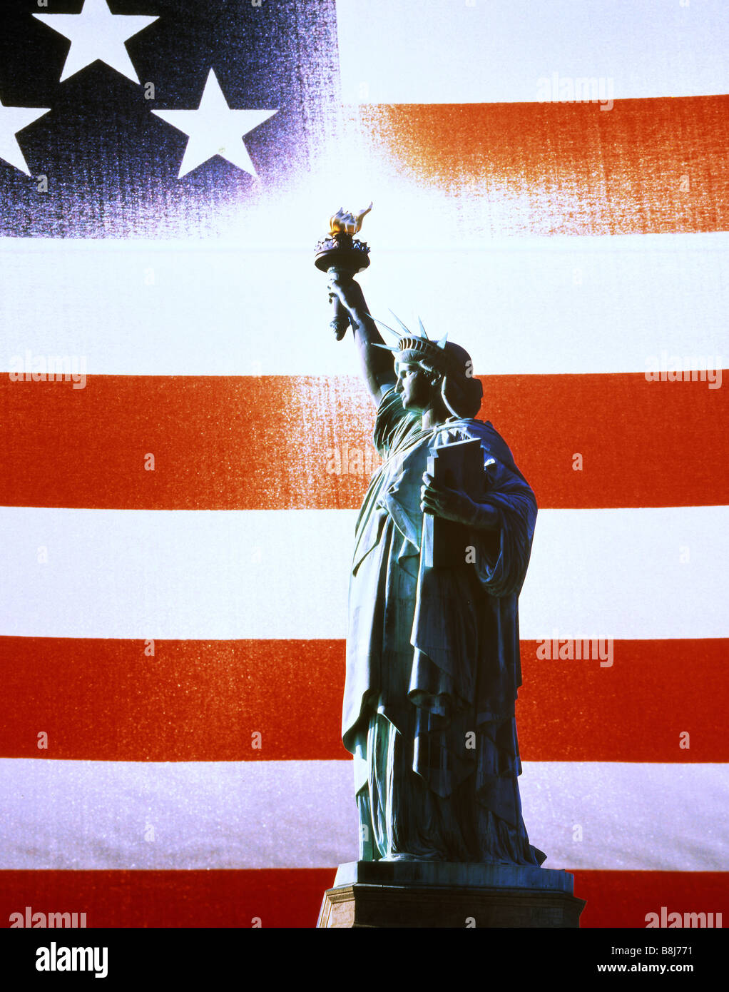 Statue of Liberty and flag USA Stock Photo - Alamy