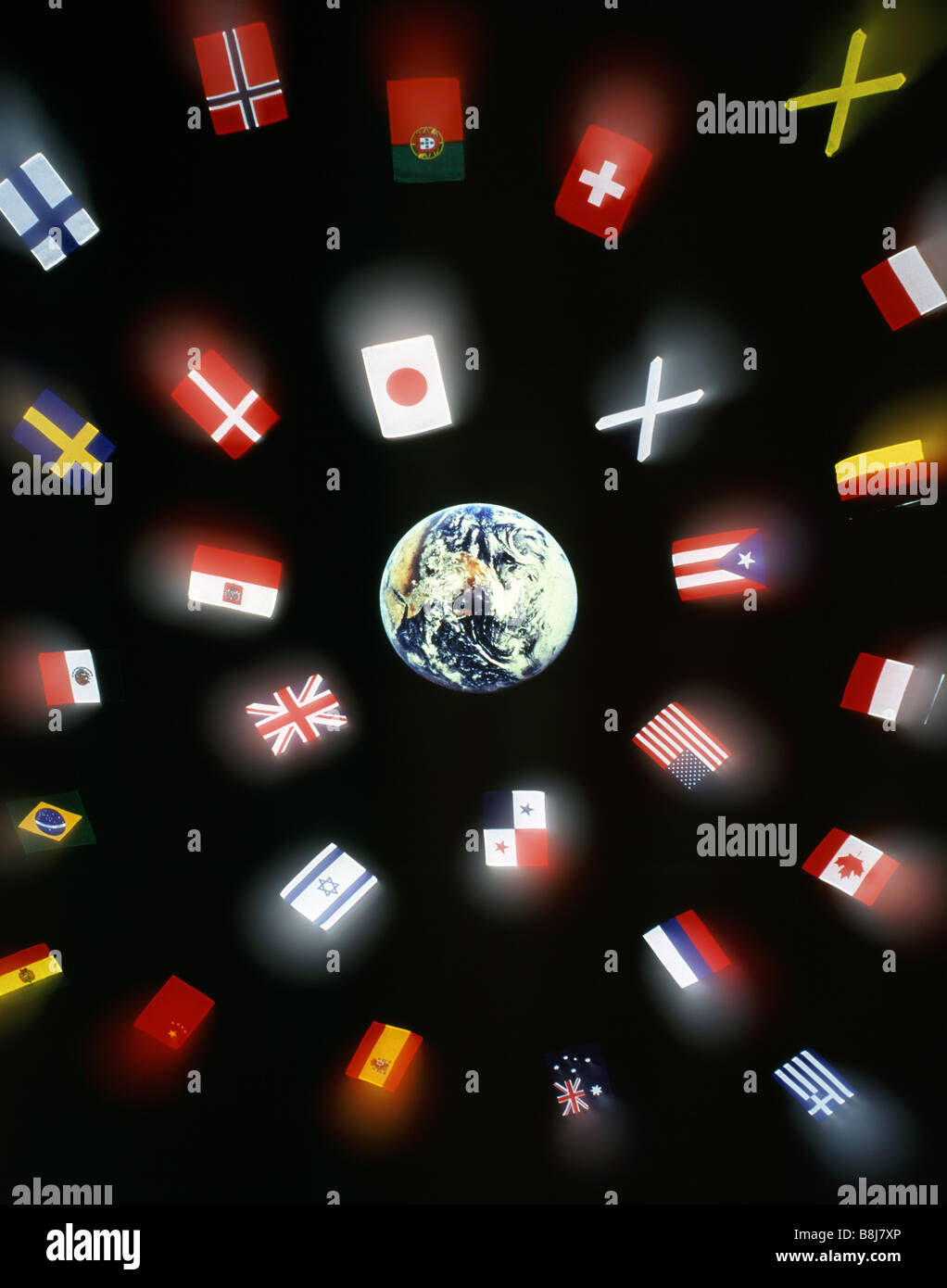 International flags and earth Stock Photo - Alamy