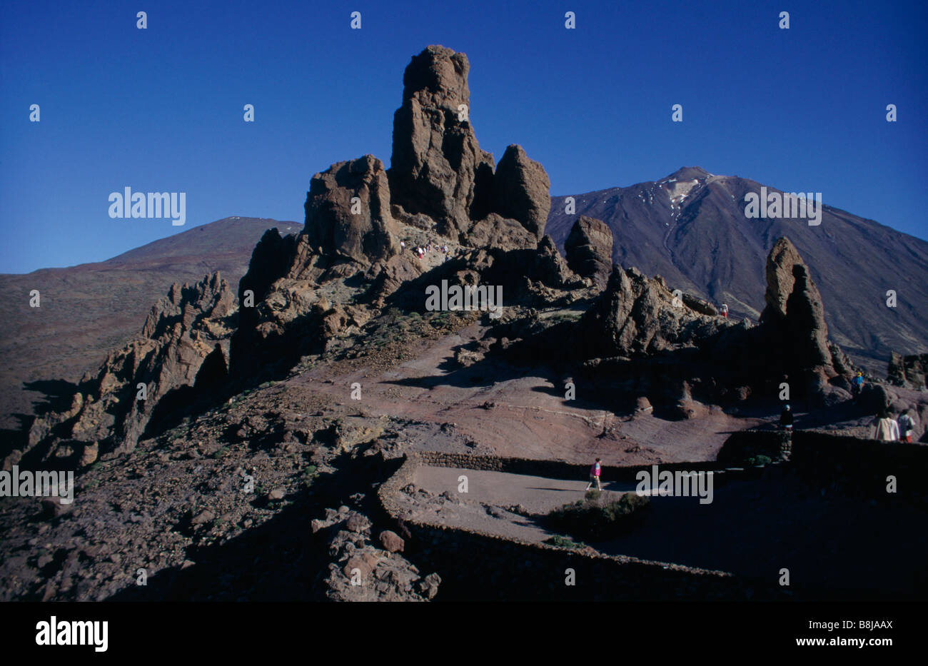People climbing rock formation on top of Mount Teide Teide National ...