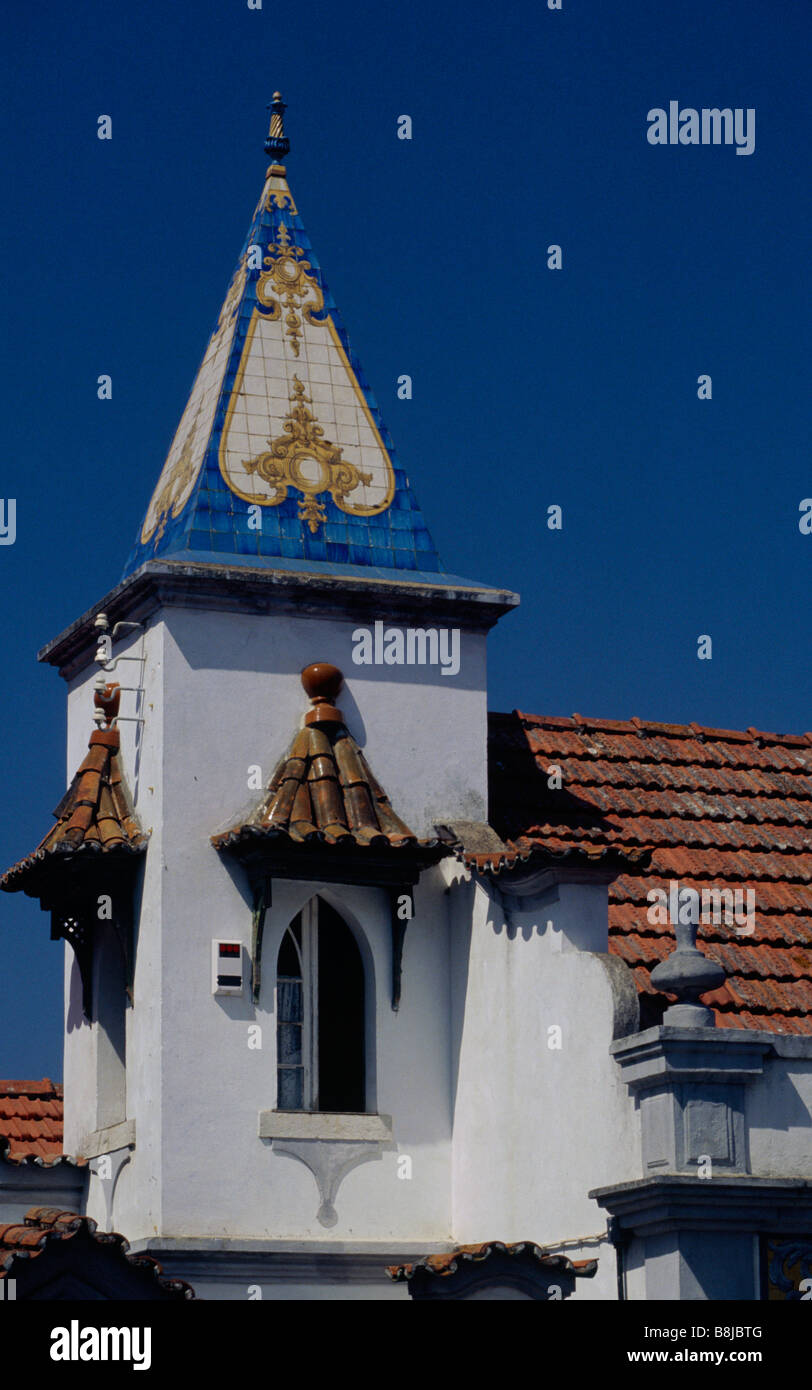 Ceramic tiles on turret of house CASCAIS PORTUGAL Stock Photo - Alamy