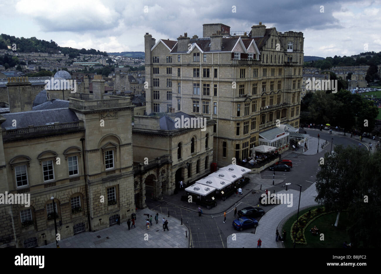 View over Bath from the top of Bath Abbey tower, Bath Spa, Somerset UK ...