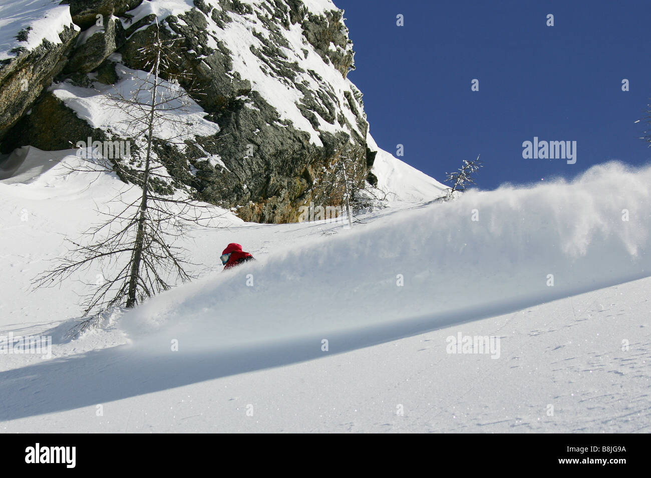 Snowboarding downhill helmet trees hi-res stock photography and images ...