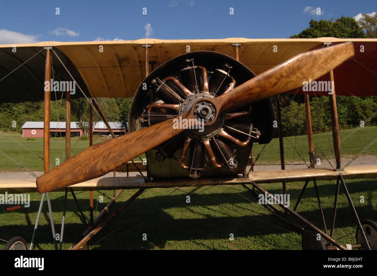 Wooden propeller on antique biplane at Rhinebeck Aerodrome Stock Photo ...