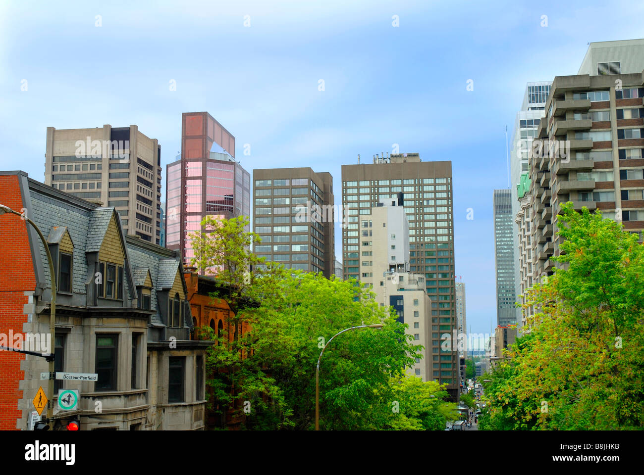 The skyline of the French Canadian city of Montreal in Canada Stock ...