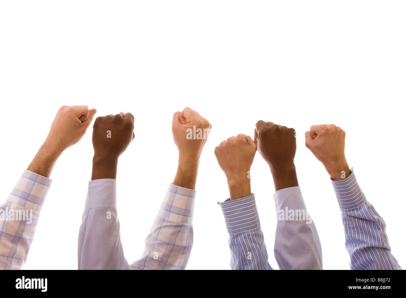 multiracial hands gesturing together isolated on white Stock Photo - Alamy