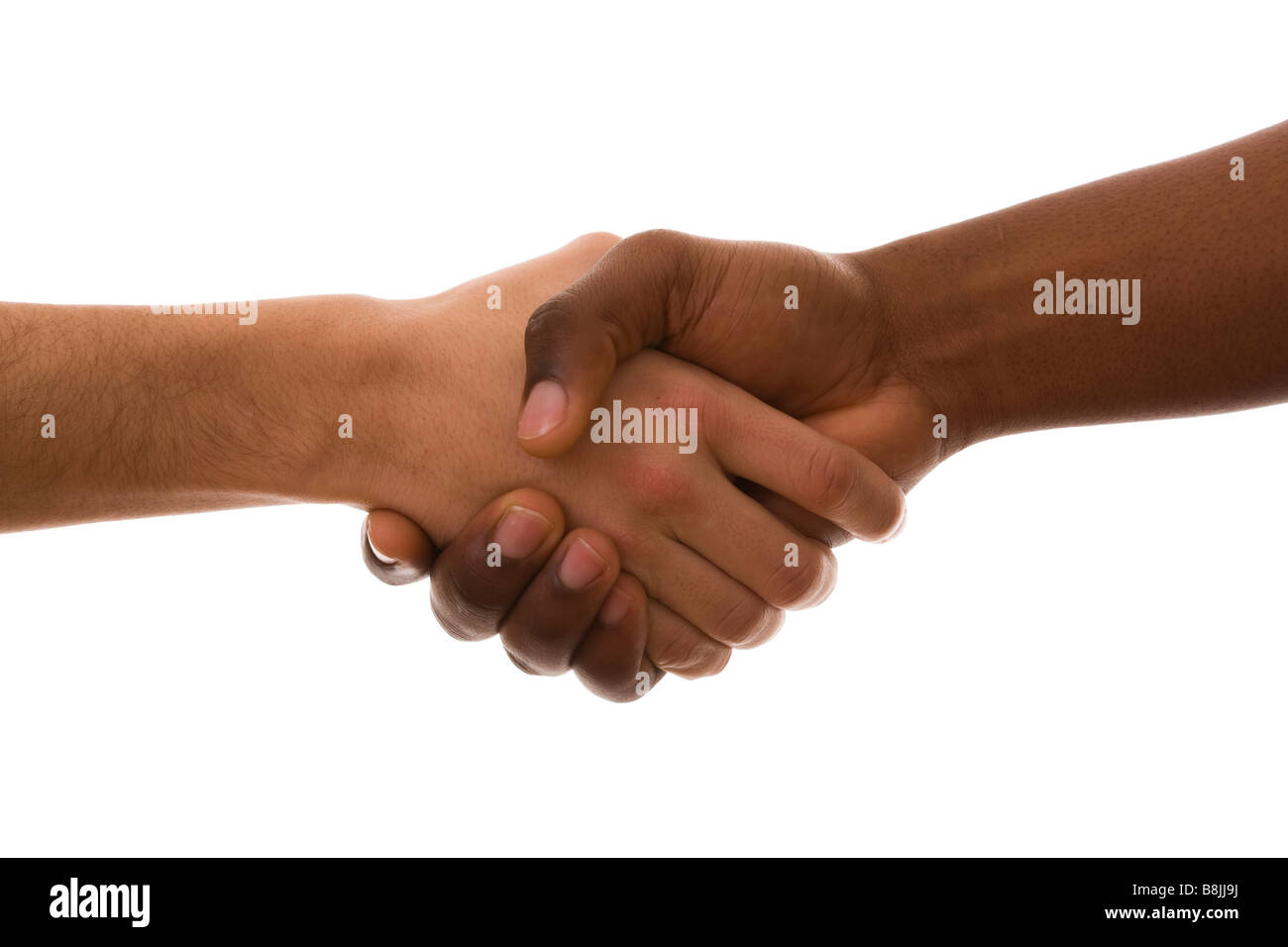 multirracial handshake from an african and a caucasian mens hand ...