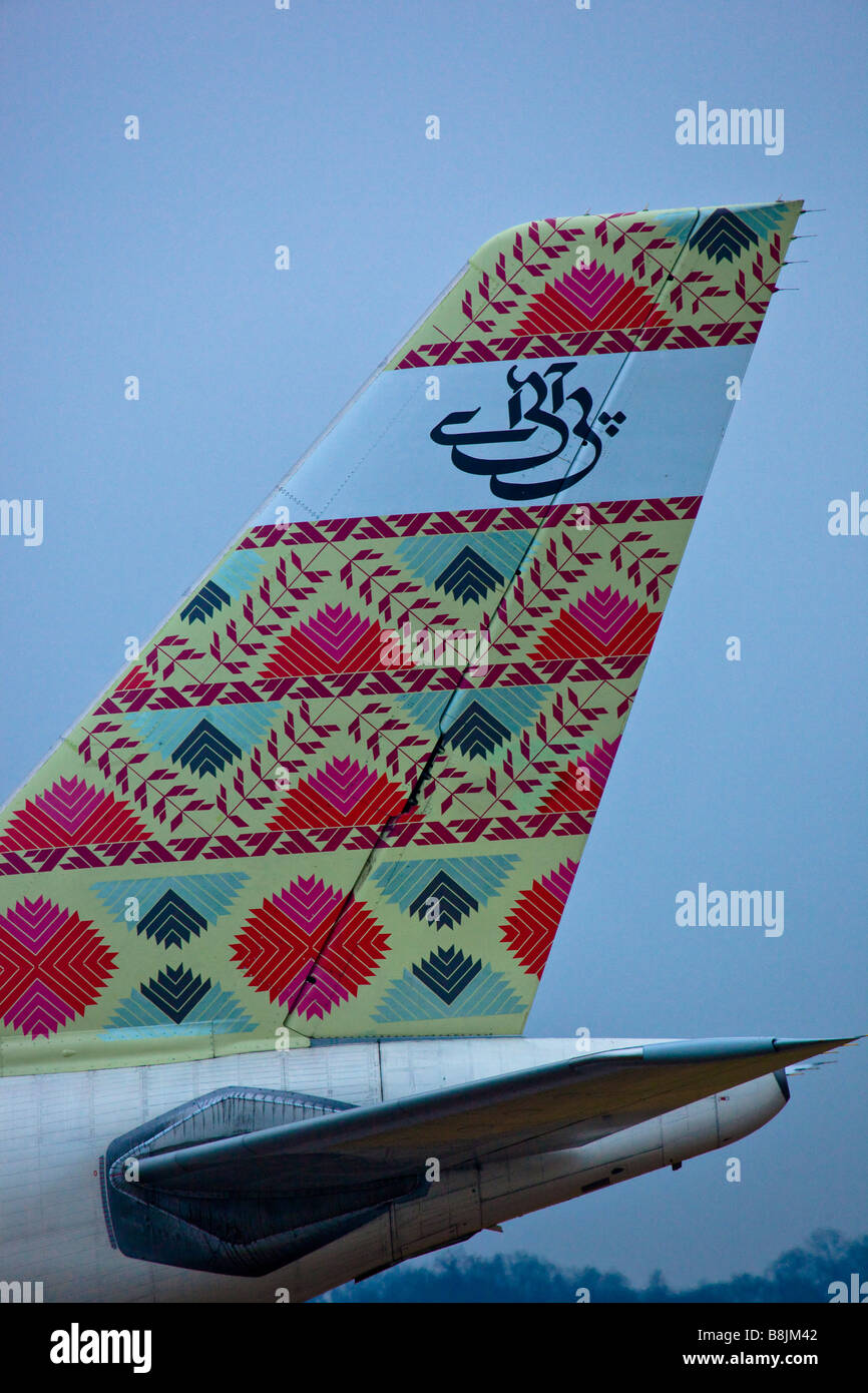 The tailplane of a Pakistan International Airlines PIA aircraft Stock ...