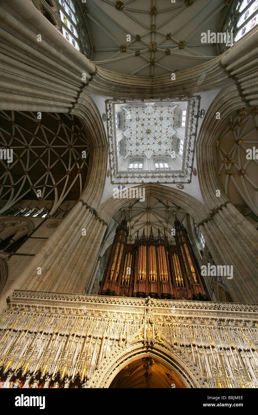 City of York, England. York Minster organ above the Quire screen with ...