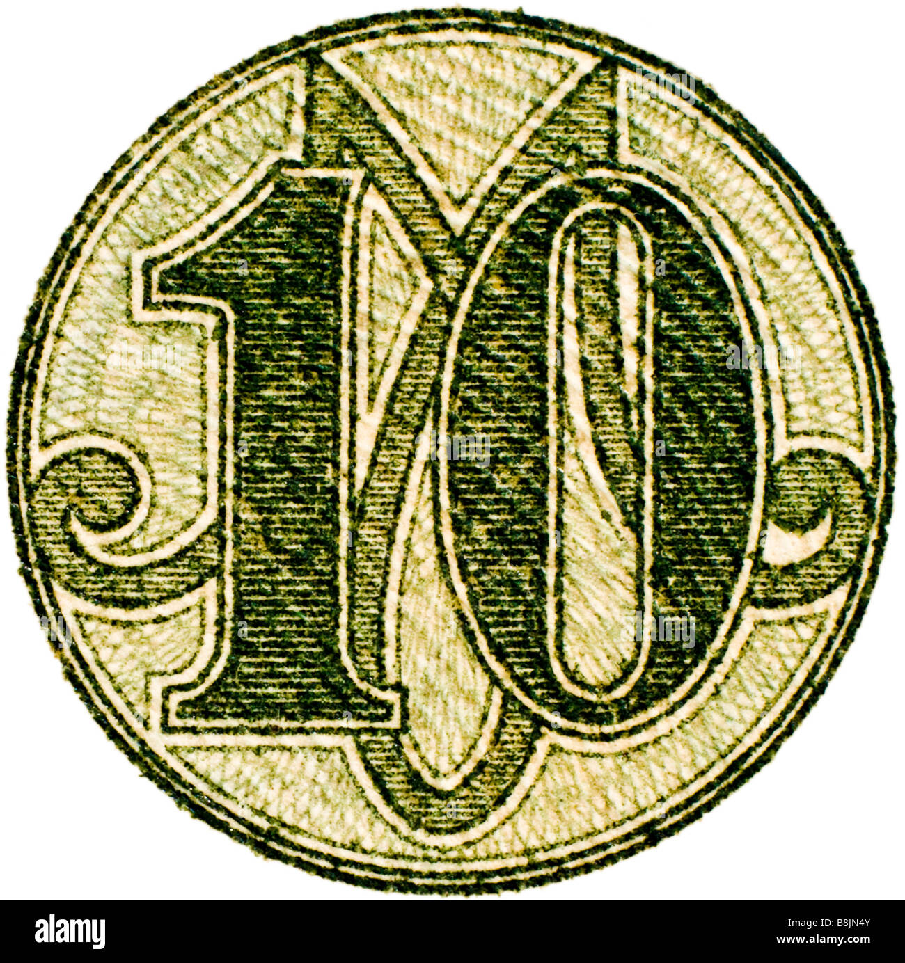 Number 10 from German ten mark banknote of 1906 Stock Photo - Alamy