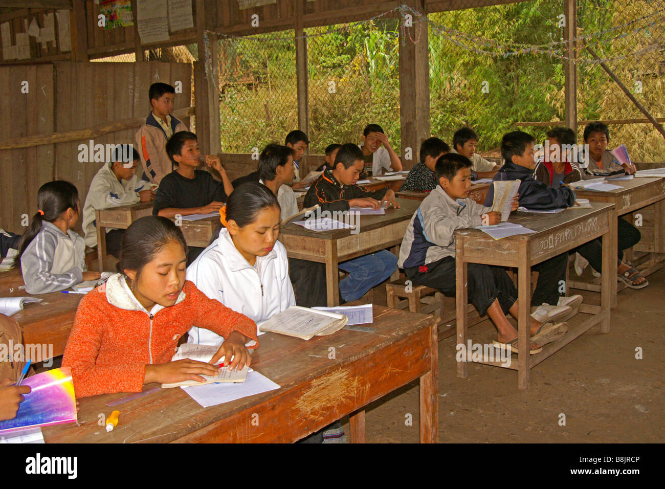 Classroom at rural school in hilltribe village, Namtha Province, Laos ...