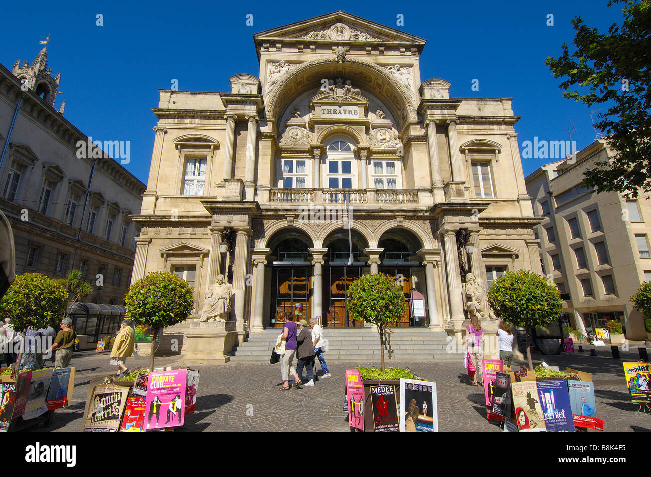 Opera Theatre facade and Playbills of Summer Festival of Avignon to the ...