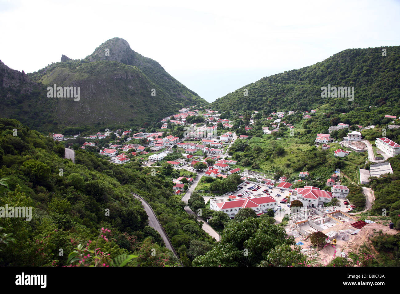 View on The Bottom, a town on the Caribbean isle Saba in the ...