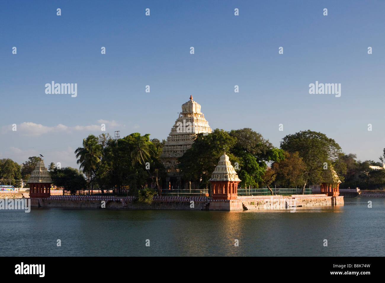 India Tamil Nadu Madurai Mariamman Teppakkulam Tank tremple and lake ...