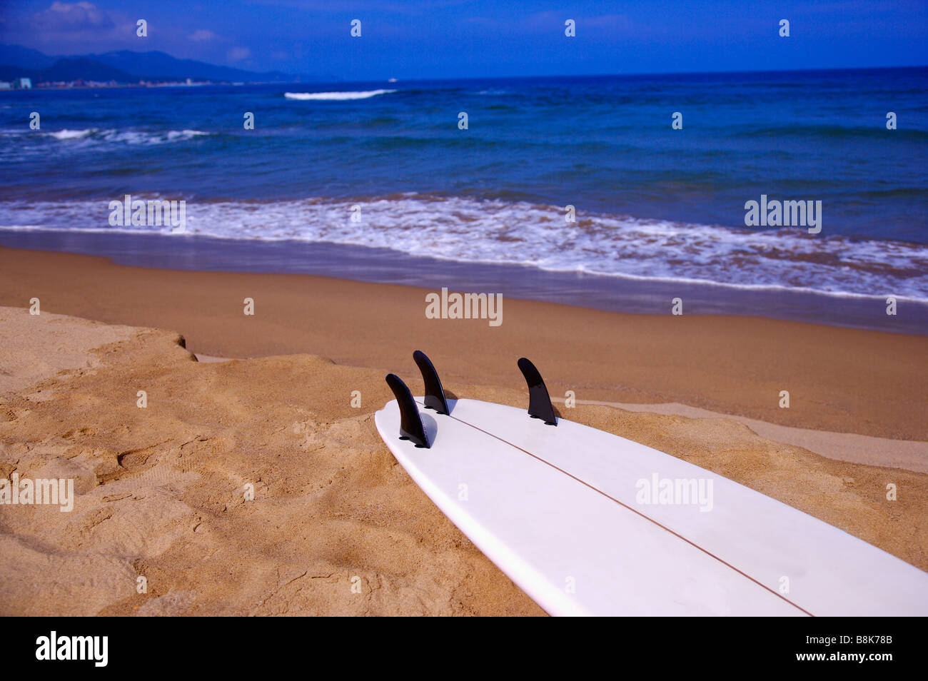 Close up of a surfboard on beach Stock Photo - Alamy