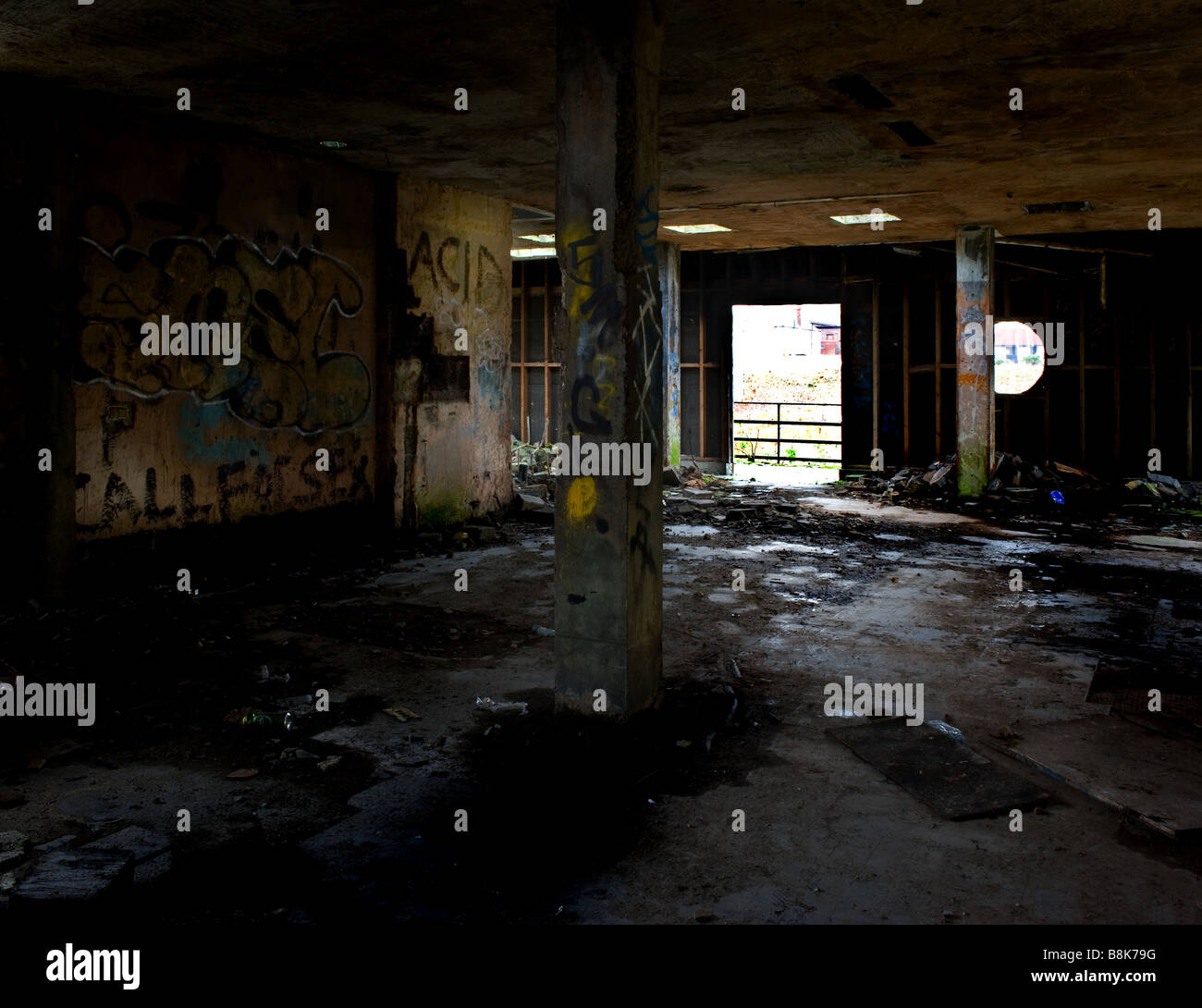 The interior of a derelict building Stock Photo - Alamy
