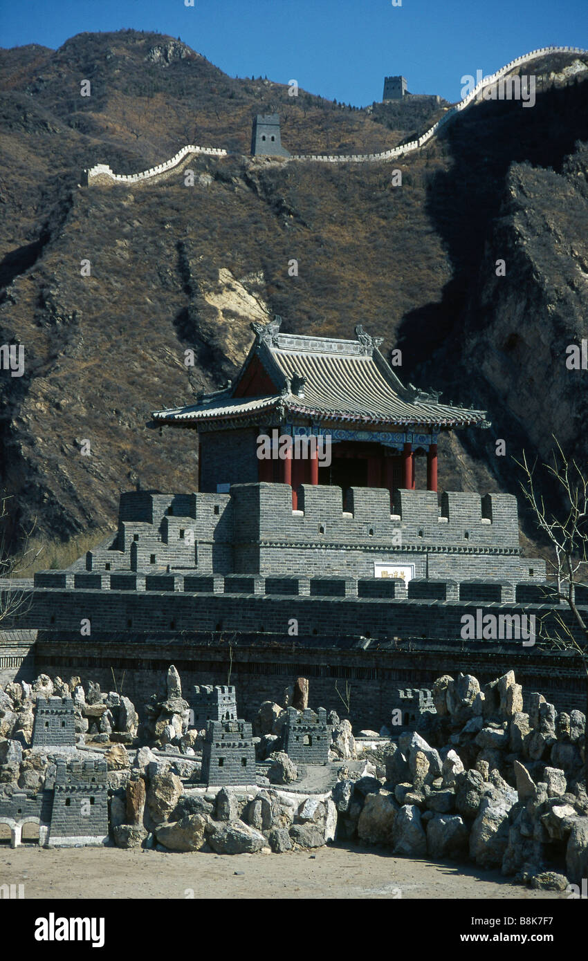Great Wall of China Entrance gate Wall snaking across mountainside WONG ...