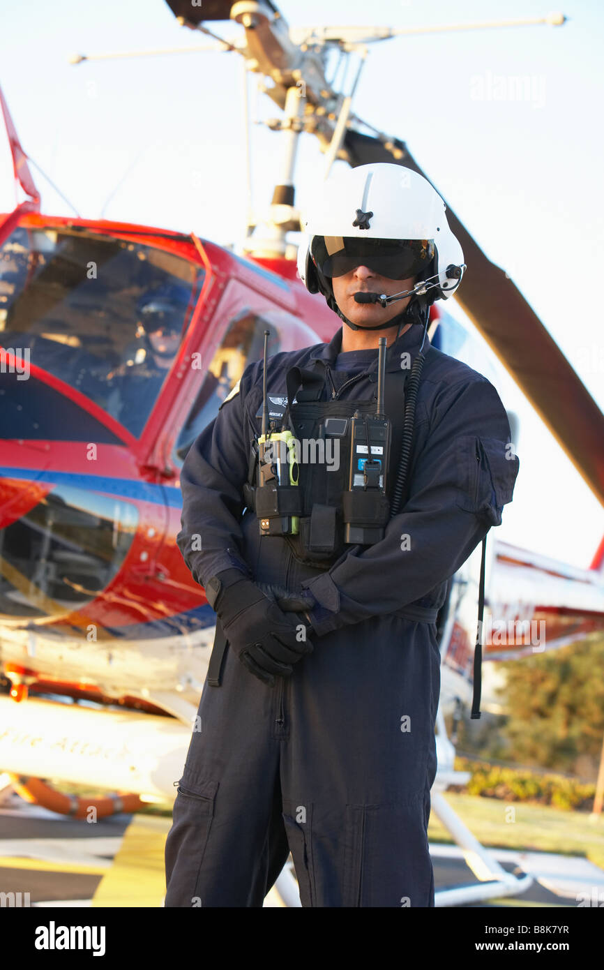 Portrait of paramedic standing in front of Medevac Stock Photo - Alamy