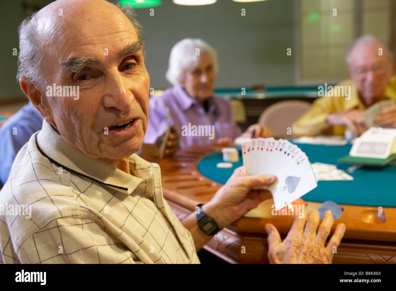Senior adults playing bridge Stock Photo - Alamy