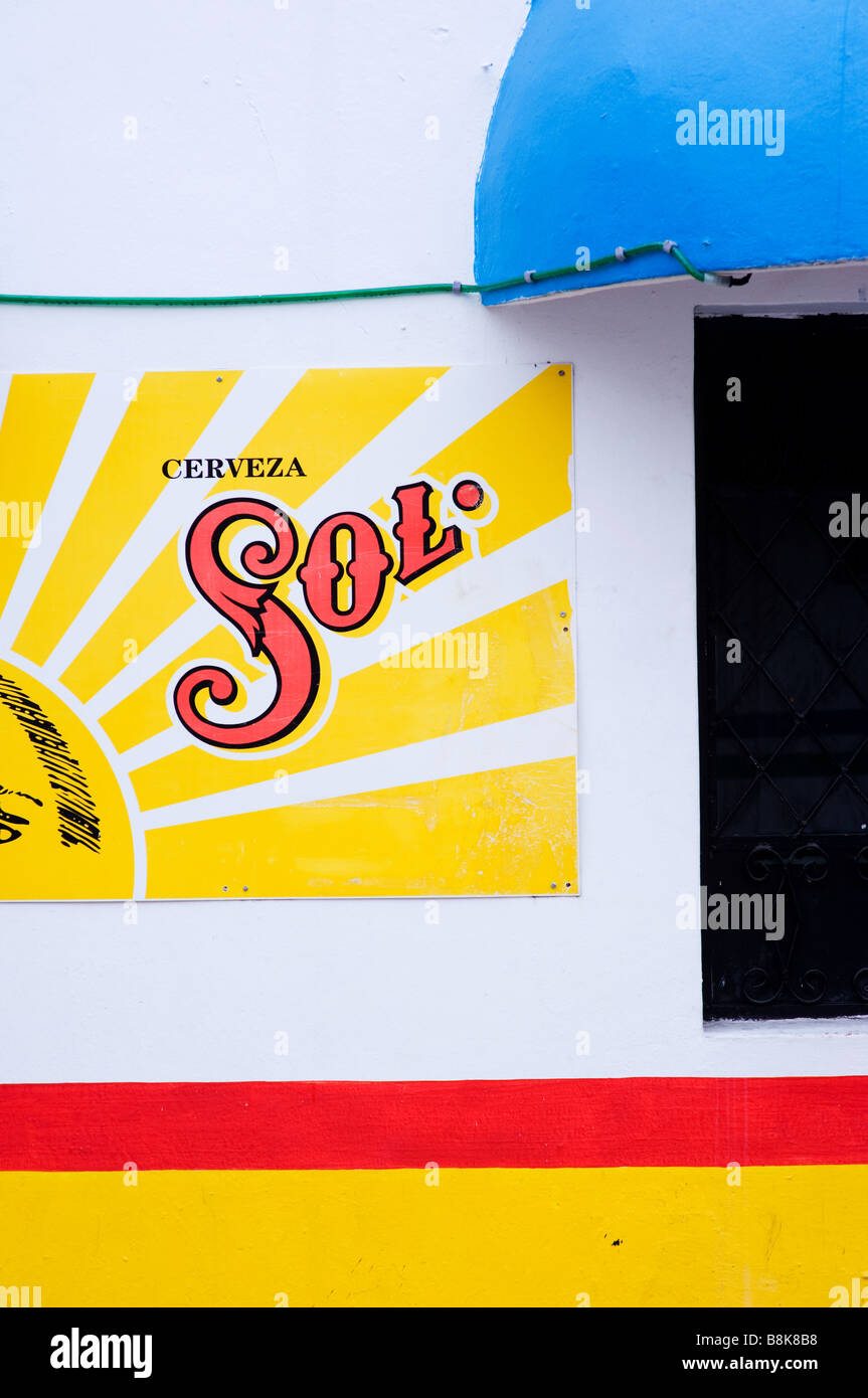 Sol beer sign downtown Playa del Carmen Riviera Maya Mexico Stock Photo ...