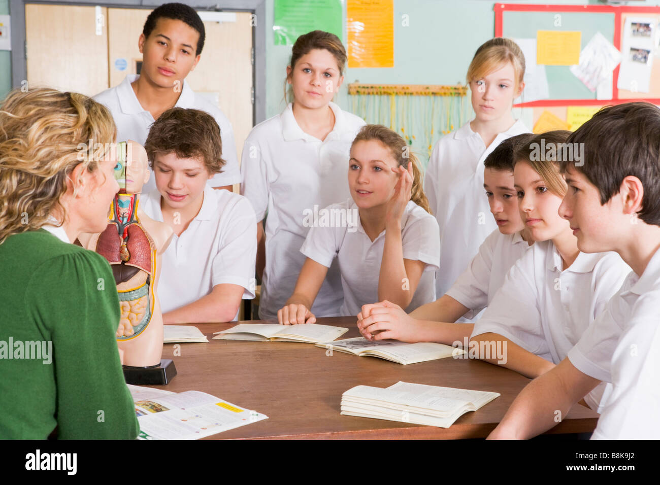 Students receiving a biology lesson in classroom Stock Photo - Alamy