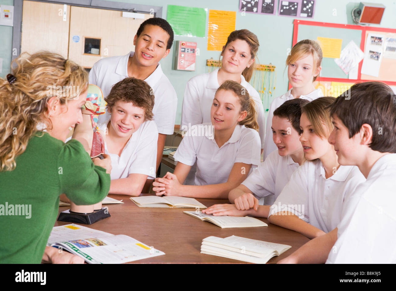 Students receiving a biology lesson in classroom Stock Photo - Alamy