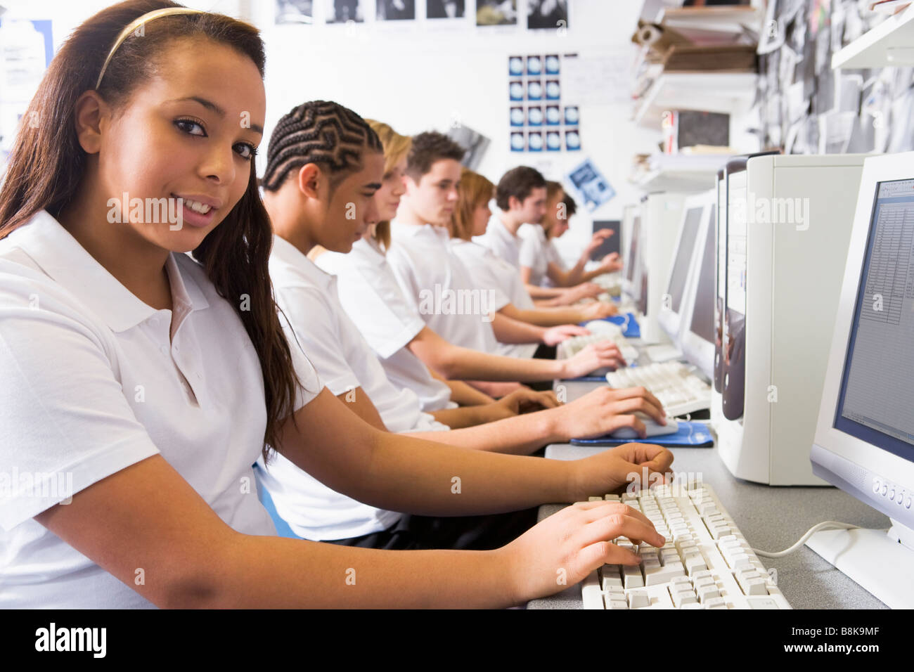 Students working on computer workstations Stock Photo - Alamy