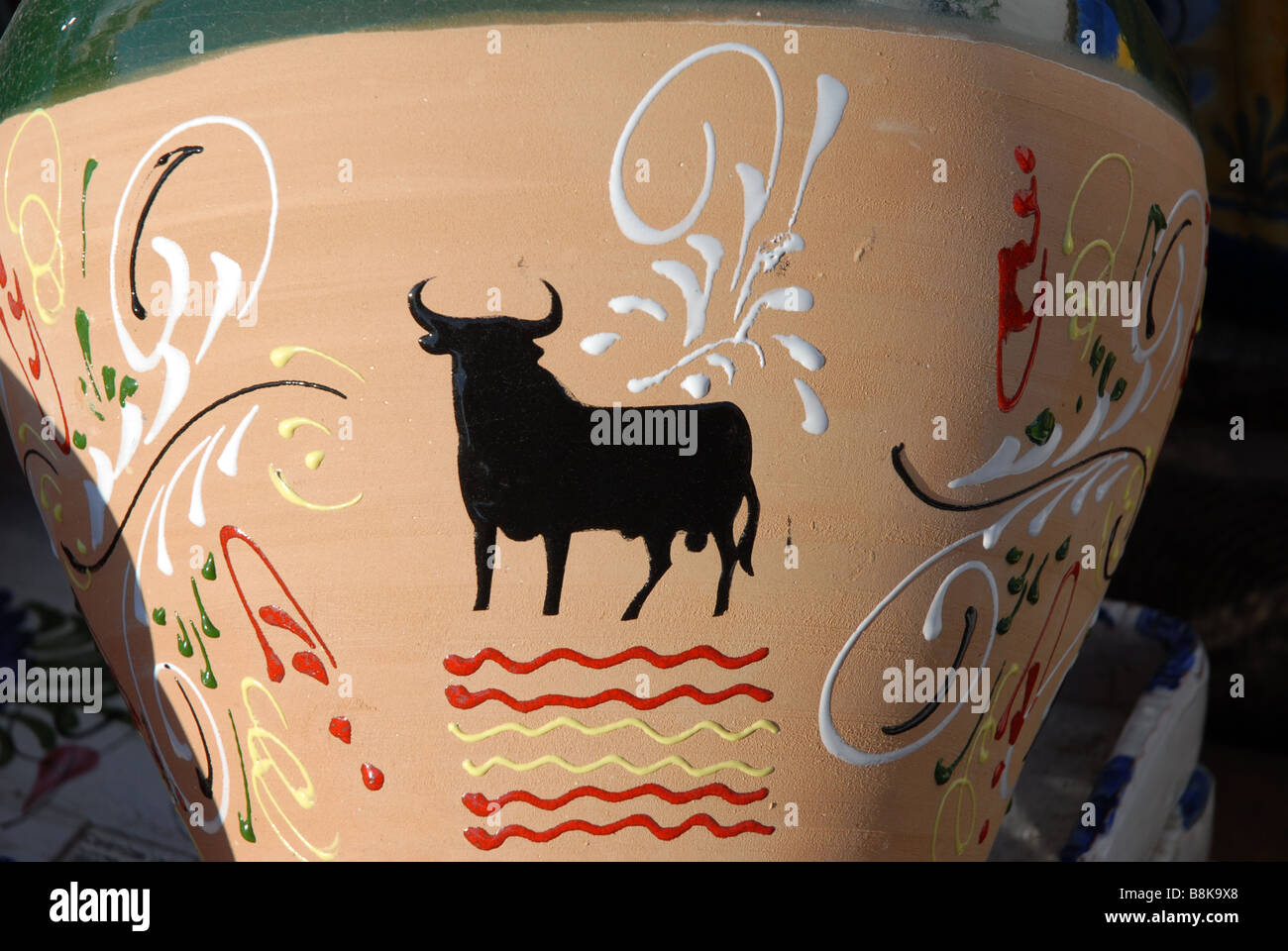 glazed black bull on terracota flower pot for sale, Javea / Xabia ...