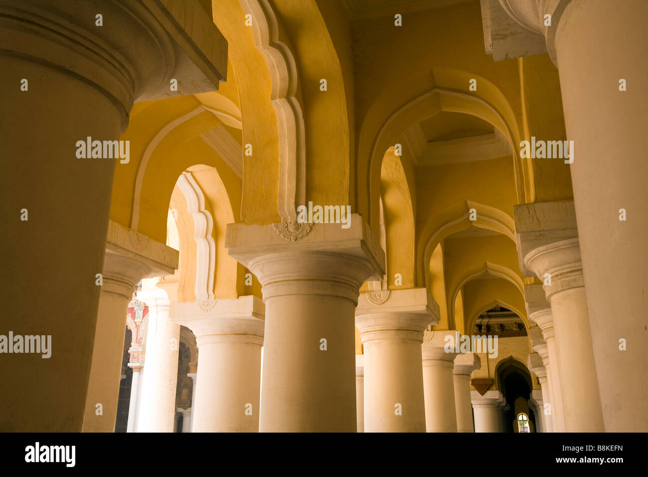 India Tamil Nadu Madurai Tirumalai Nayak Palace main hall collonade ...