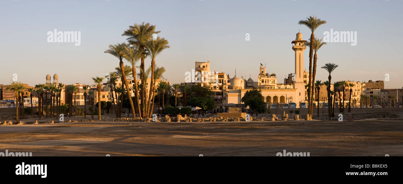 Panorama looking across the grounds and Avenue of Sphinxes of Luxor ...