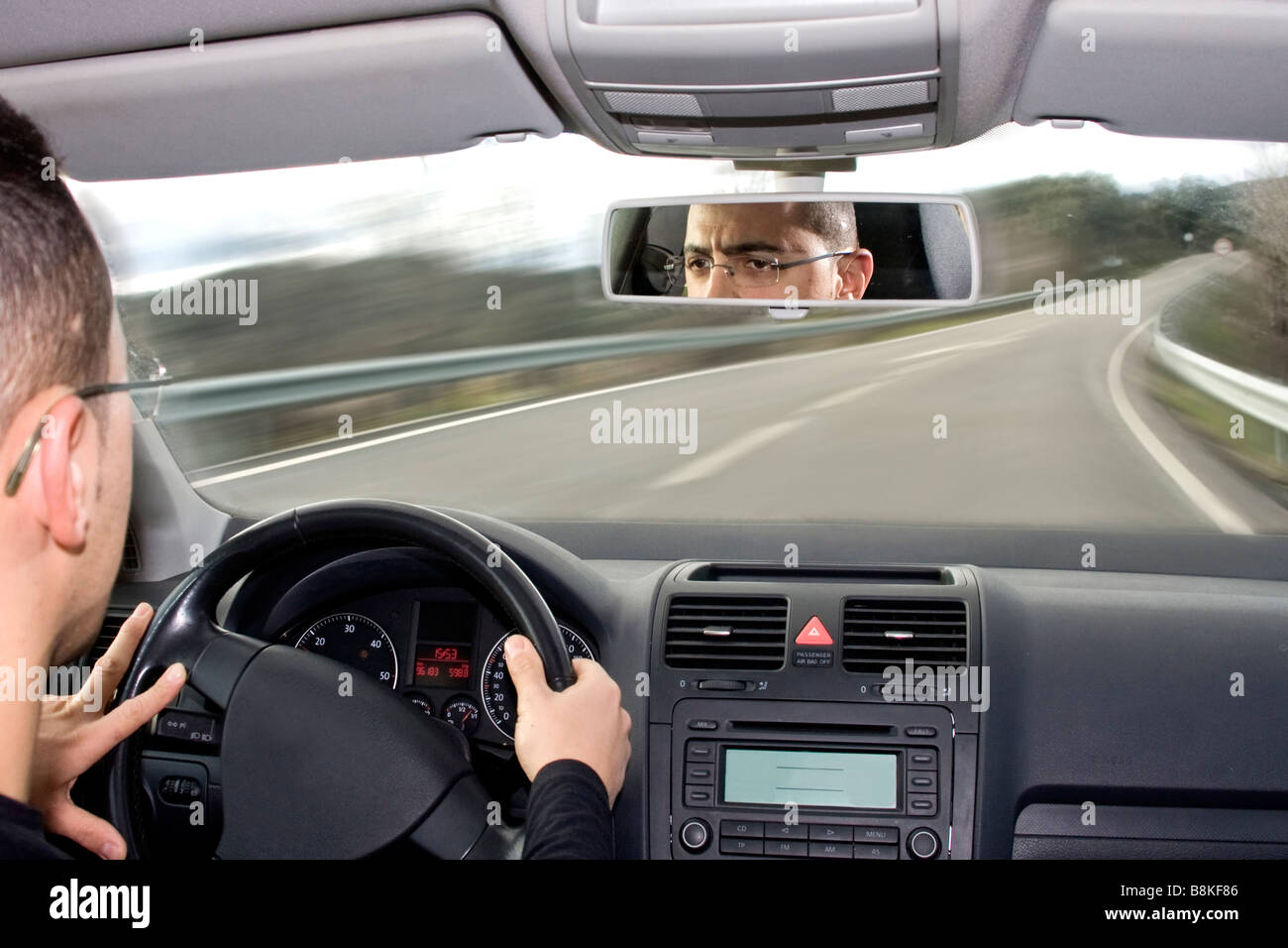 Inside car view at high speed Stock Photo - Alamy