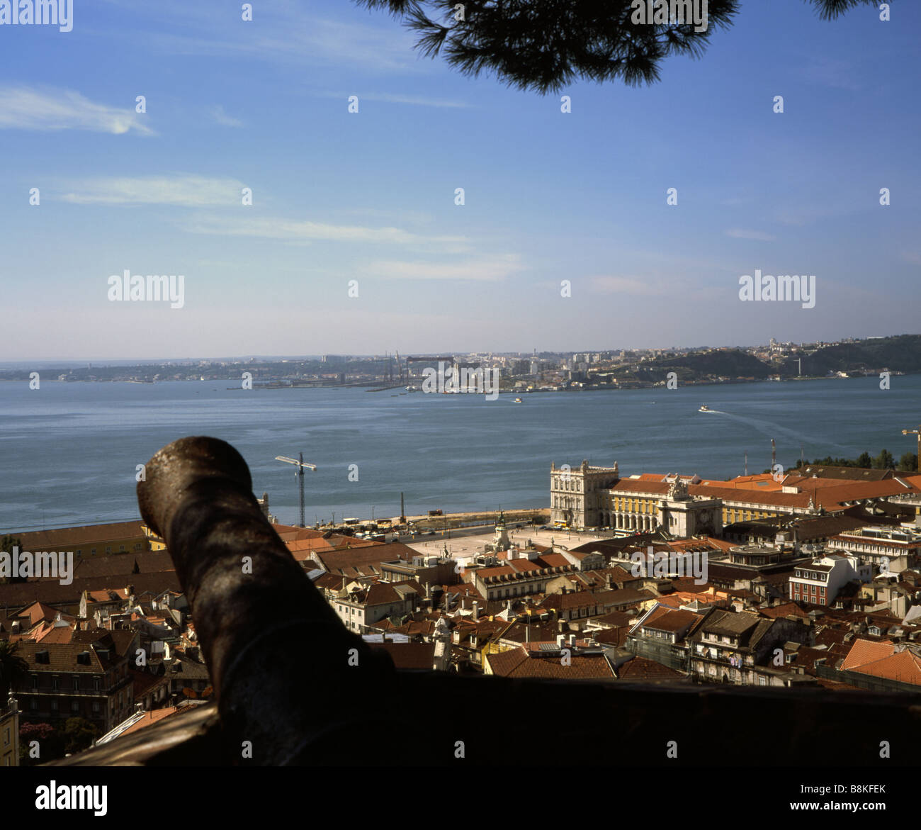 View from The Castelo de Sao Jorge across The Rio Tejo to Cacilhas ...