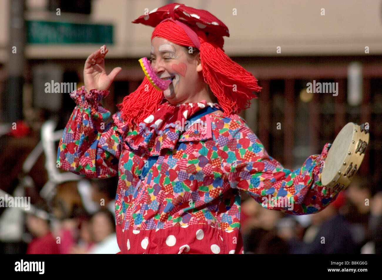 Clown musician on the parade route Lunar New Year Parade Pasadena ...