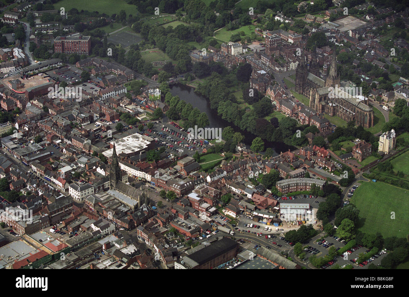 Aerial view of Lichfield Staffordshire England Uk Stock Photo - Alamy