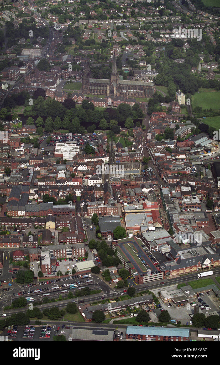 Aerial view of Lichfield Staffordshire England Uk Stock Photo - Alamy