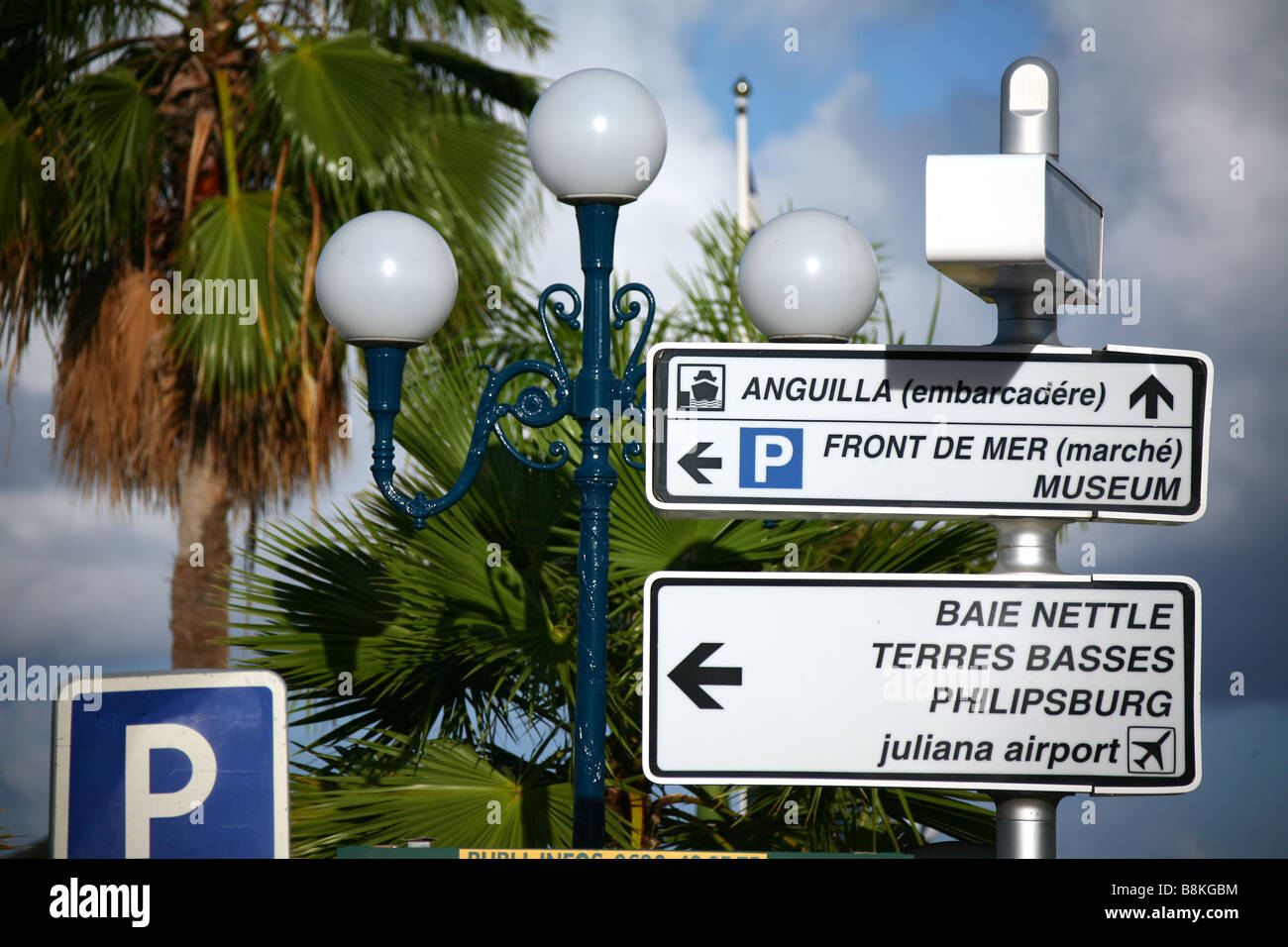 Traffic signs on the Caribbean island Saint Martin in the Netherlands ...