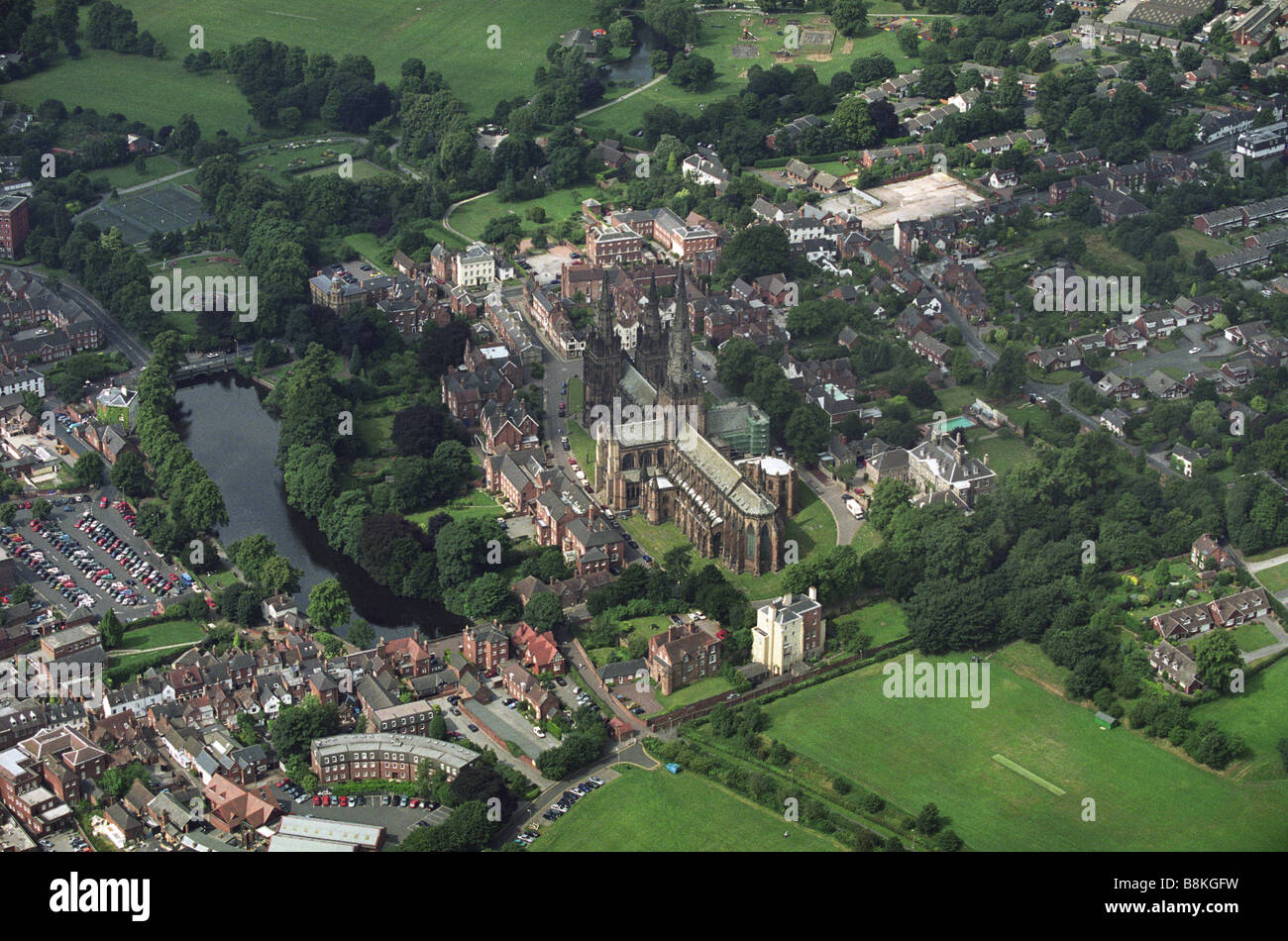 Aerial view of Lichfield Staffordshire England Uk Stock Photo - Alamy