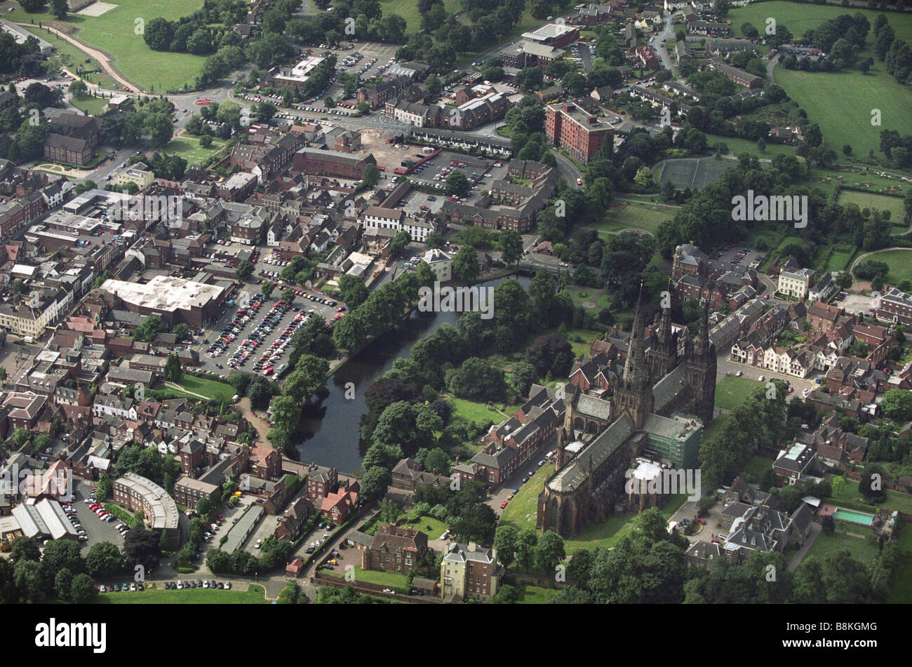 Aerial view of Lichfield Staffordshire England Uk Stock Photo - Alamy